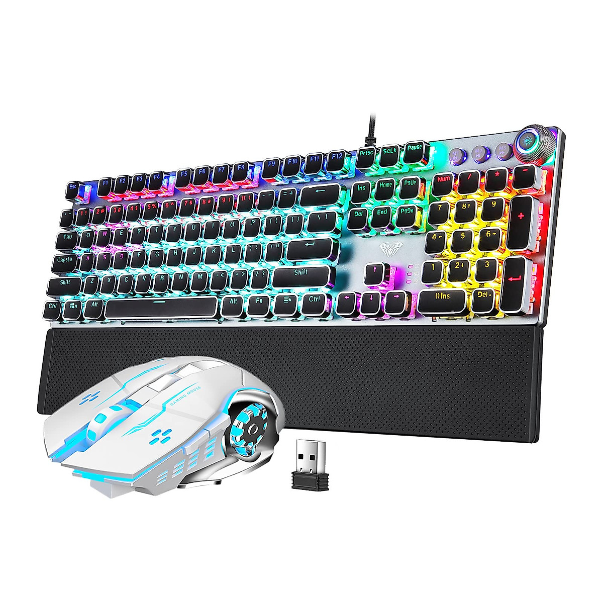 AULA Retro Typewriter Gaming Keyboard and Mouse Combo (F2088 Punk Blue ...