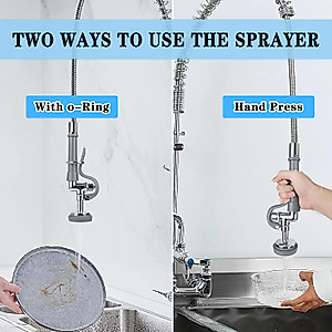 Pre Rinse Spray Valve with Stainless Hose 44inch Flexible Commercial Sink Faucet Replacement Kit 1.42GPM High Pressure Restaurant Dish Sprayer for Wall/Deck Mount Industrial Kitchen Faucets