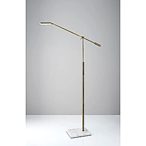 Adesso 4129-21 Vera LED Floor Lamp, 46.5-61 in, 6W Full Spectrum LED, Antique Brass Finish, 1 Floor Lamp