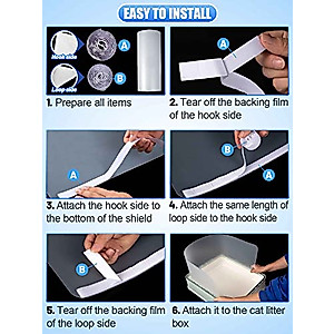 11.8 x 39.4 in Cat Litter Box Shield - Litter Box Splash Guard with 2 Roll of Hook-and-Loop Fasteners for Open Litter Box Keeping Clean (Litter Box Not Included)