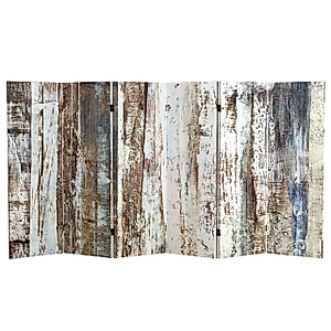 Red Lantern 4 ft. Short Double Sided Winter Woods Canvas Folding Screen 6 Panel Freestanding Partition and Separator for Modern and Contemporary Bedroom, Home Office, Studio, Dorm, Apartment