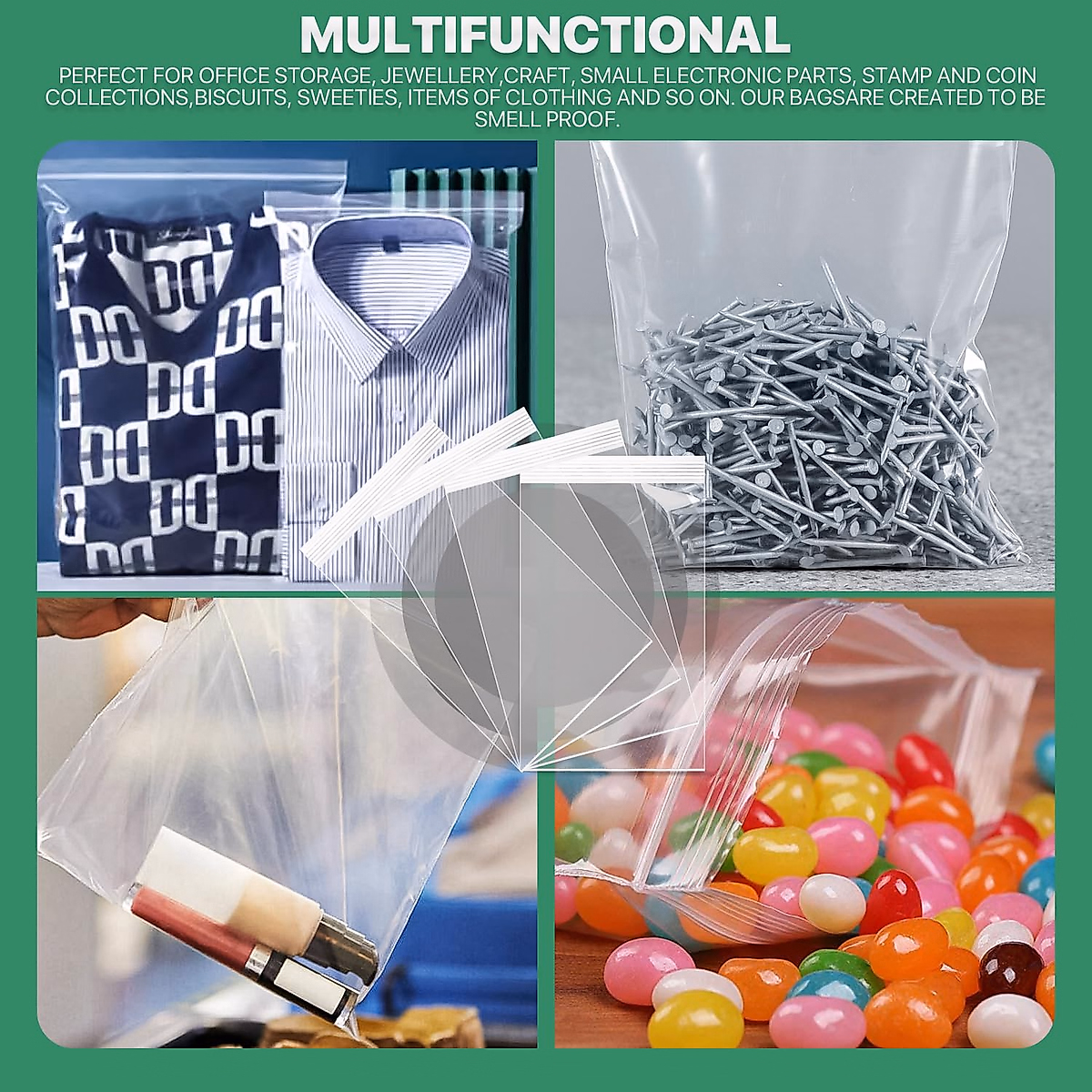 100-Count, (4" x 7") - 2.5 Mil Thickness Clear Zipper Reclosable Bag, Zip Bags, Ultra Heavy Duty Lock Seal Poly Plastic Bags for Prints, Photos, Documents, Clothing, T-Shirt