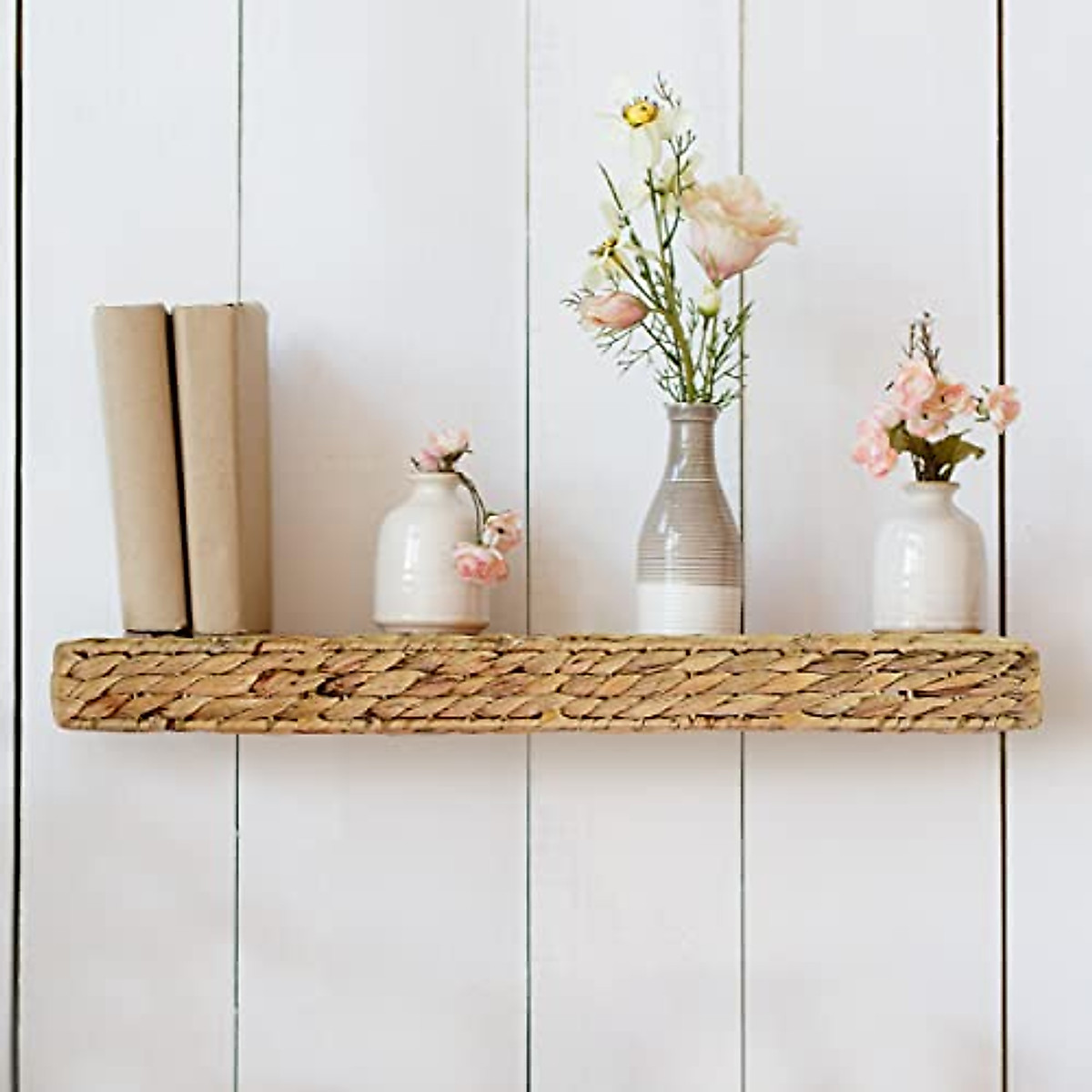 Creative Co-Op Handwoven Water Hyacinth Floating Wall Shelf