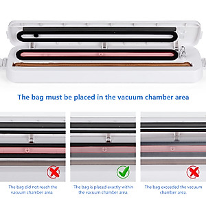 XTKS Vacuum Sealer Machine Compact One-Touch Automatic Air Sealing System for Dry Moist Fresh Modes Vacuum Sealer with 15Pcs Vacuum Sealer Bags for Airtight Food Storage and Sous Vide