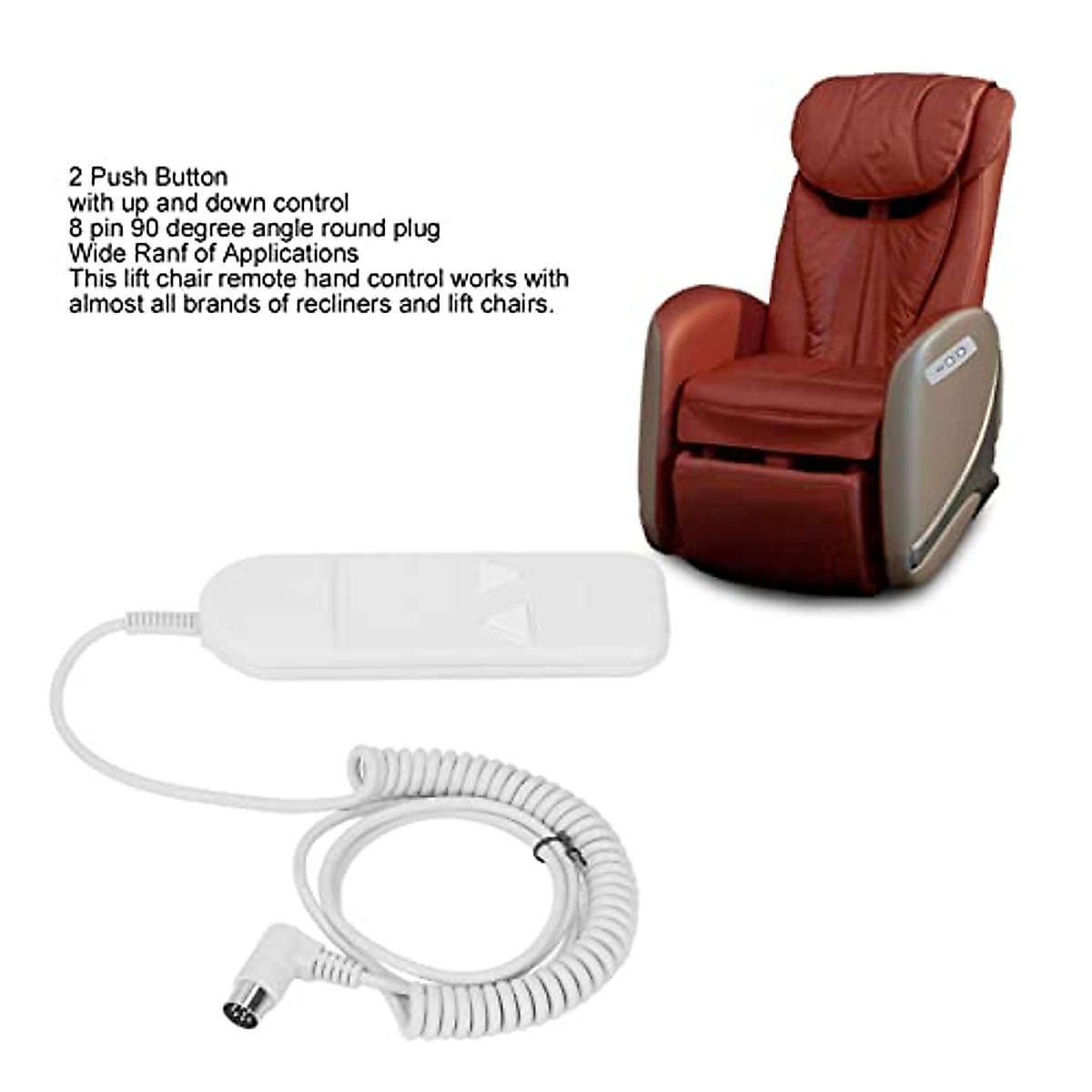 8 Pin 2 Button Lift Chair Hand Control Power Recliner Hand Control Remote Handset Controller t Power Recliner Lift Chairs Controller for Lift Chair Power Recliner Lazy Boy Recliners