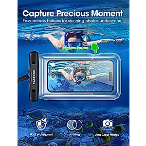 CASEKOO [Never Leak & Anti-Lost] Floating Waterproof Phone Pouch [Ultra Large Back-air Bag] 115FT Water Proof Cell Phone Case for iPhone 14/13/12 Pro Max Samsung S23/S22 Ultra Up to 8''Black