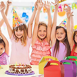 Rainbow Treat Boxes Party Favor Boxes,24 Pack Cardboard Gift Boxes for Bridesmaid Proposal/Birthday/Party/Wedding, Red Kraft Paper Present Packaging Box with Lids (6.2 x 3.5 x 3.6 In)