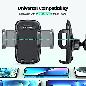 Car Phone Mount, Car Vent Phone Mount with 3-Level Adjustable Vent Clip,360 Degree Rotatable Ball Joint, Silicone Protection, One Button Release Car Phone Holder Compatible with All Cell Phone