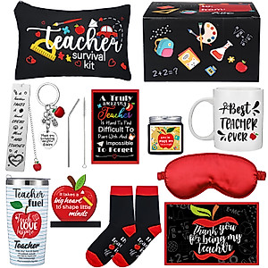 Funnymoom 13 Pcs Teacher Appreciation Gifts Bulk, Teacher Gifts for Women Box Thank You Gift for Teachers Birthday Graduation Valentines Day Christmas Back to School(Bright)