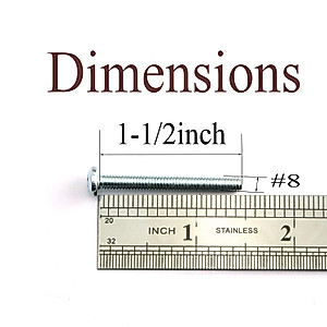 24pcs 8-32 x 1-1/2" Machine Screws Metal Mounting Hardware Fitting Fastening Accessories Cross Slotted Round Phillips Head Screw Bolt