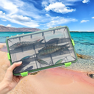 Ramede 6 Pcs Fishing Tackle Boxes Waterproof Airtight Plastic Tackle Box Organizer Transparent Fishing Tackle Storage with Adjustable Dividers for Terminal Tackle Lure Bait Hook(Large)