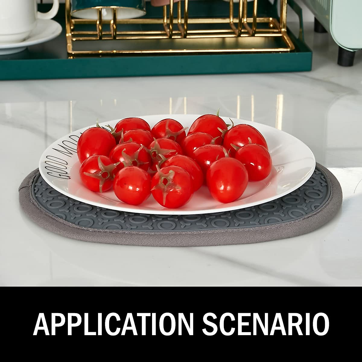 beejune Pot Holders for Kitchen, Silicone Pot Holder,Hot Pads Set,Heat Resistant Oven Hot Pads with Pockets Non Slip Grip Large Potholders,Set of 2,9.8 inches (Grey)