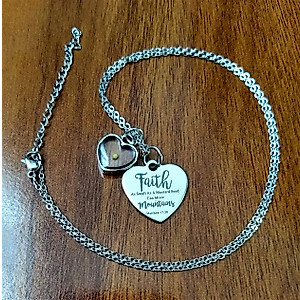 HOPE INSPIRED Real Mustard Seed Necklace Heart Faith Necklace for Women Christian Gifts (Faith Can Move Mountains)