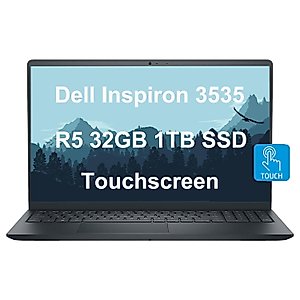 Dell Inspiron 15 15.6" Laptop (FHD Touchscreen, AMD Ryzen 5 7530U, 32GB RAM, 1TB PCIe SSD, (6-Core Beat i7-1165G7)) Numeric Keypad, Webcam, Inspiron 3000 3535, Win 11 Home, Carbon Black