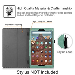 Fintie Folio Case for Amazon Fire HD 10 Tablet (Compatible with 7th and 9th Generations, 2017 and 2019 Releases) - Premium PU Leather Slim Fit Stand Cover with Auto Wake/Sleep, Sage