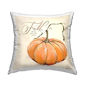 Stupell Industries Fall is My Favorite Color Orange Pumpkin Seasonal Word Design by Stephanie Workman Marrott Pillow, 18 x 18