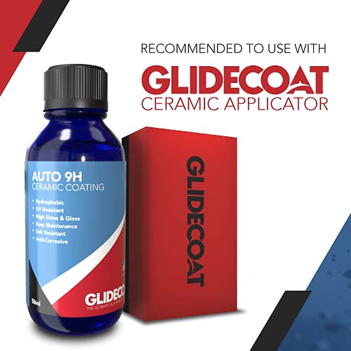 Glidecoat Auto 9H Ceramic Coating 50ML - Ceramic Coating Kit - Professional Protection with Easy Application! High Gloss - Extremely Hydrophobic