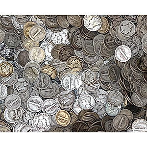 1916-1945 Mercury Dime Roll 50 Coin Various Marks Circulated Condition
