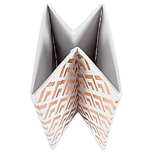 DII Non Woven Polyester Metallic Diamond Storage Bin, Small Set of 2, White/Copper