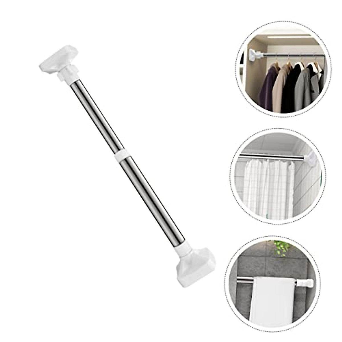 Cabilock 1pc Hole-free Telescopic Rod Stainless Steel Shower Curtain Rod Spring Curtains Adjustable Curtain Rod Spring Rods for Curtains Bathroom Slippers Shelf Adjustable Closet Rod Towel