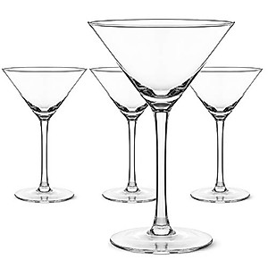 ELIXIR GLASSWARE Martini Glasses Set of 4 - Hand Blown Crystal Martini Glasses with Stem - Elegant Cocktail Glasses for Bar, Martini, Cosmopolitan, Manhattan, Gimlet, Pisco Sour 9oz, Clear…