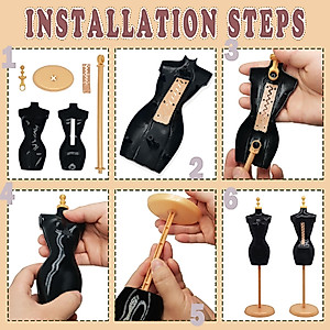 Doll Dress Form Mannequin Dress Form Torso Stand with Base Stand for Apparel Design and Costume Jewelry Display(Black Gold,4pcs)