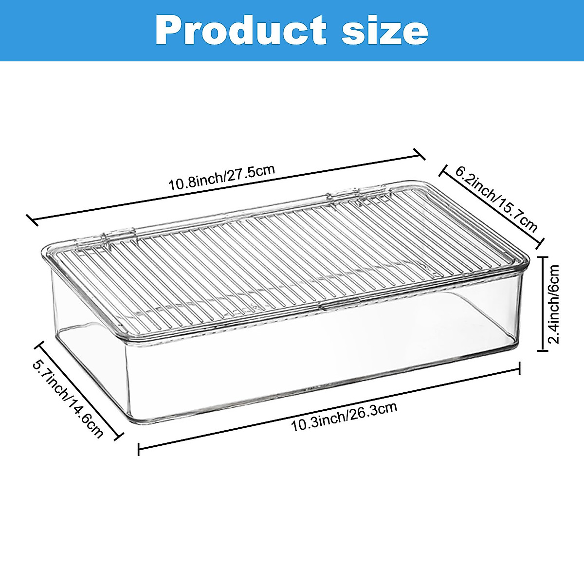 Wensdr Bacon Container with Serving Tong for refrigerator Cheese Storage Container with Lid Large Capacity Plastic Lunch Meat Container