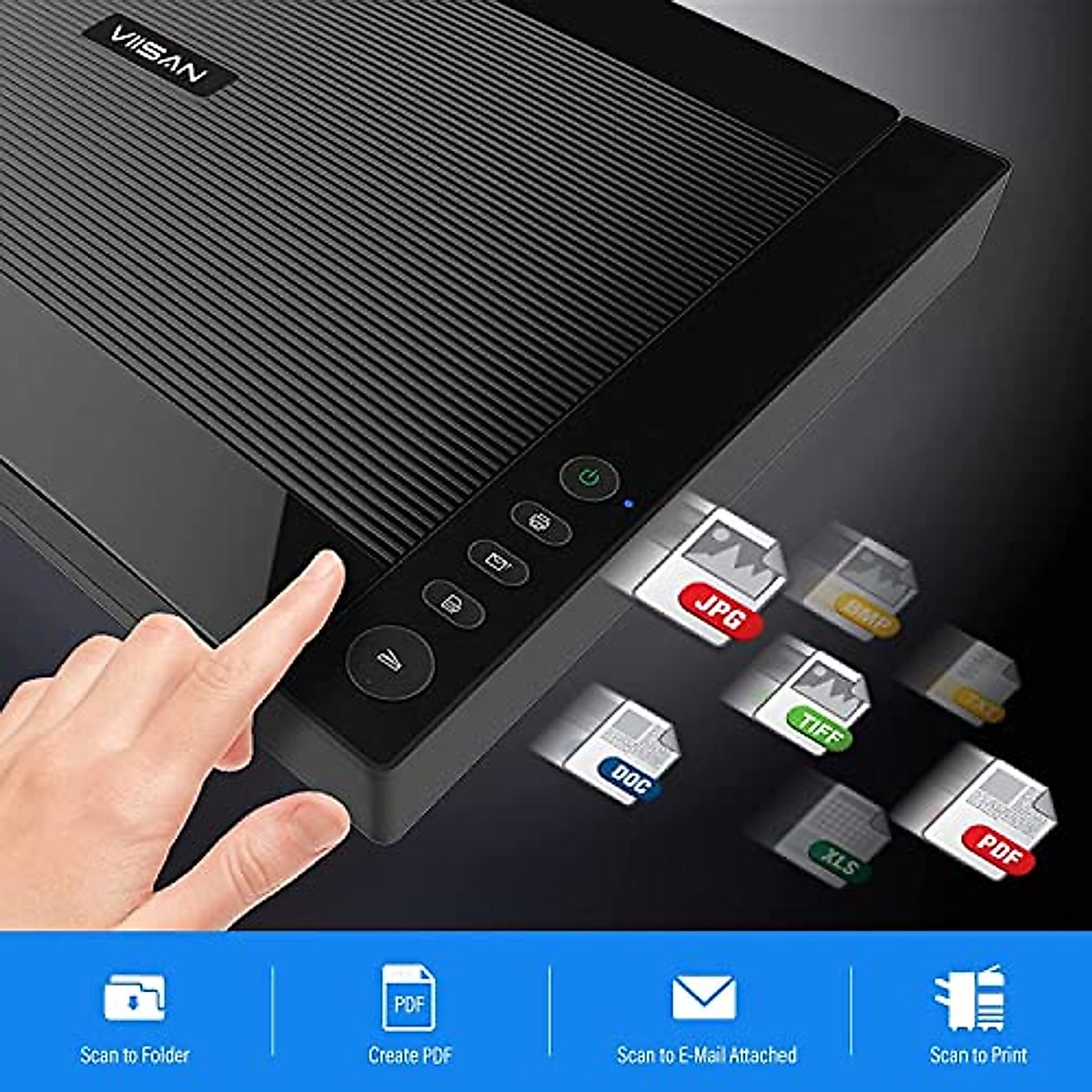 VIISAN 3120 A3 Large Format Flatbed Scanner, 1200 DPI, Scan 12" x 17" in 8 sec, Frameless, Auto-Scan, Document & Photo & Book Scanner, Design for Library, School and Soho. Supports Windows 11 & Mac