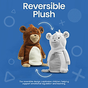 Reversible Toy Plush for Girls & Boys, Educational Mood Regulating Plushie Teddy Bear, Realistic Stuffed Animal for Babies, Toddlers, Preschool, Kindergarten (Benji The Bear -Full Body)