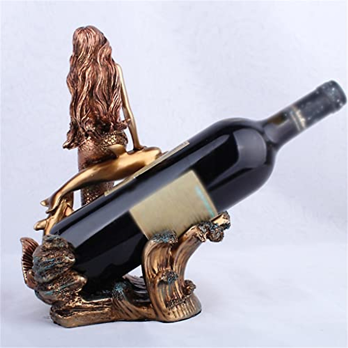 DOUBA Tabletop Wine Rack Wine Bottle Rack for countertop, Elegant Mermaid Figurine Kitchen Decoration Wine Rack