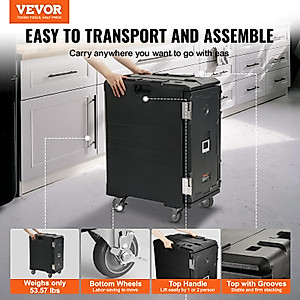 VEVOR Insulated Food Pan Carrier, 126 Qt Hot Box for Catering, LLDPE Food Box Carrier with Double Buckles, Front Loading Food Warmer with Handles, End Loader with Wheels for Restaurant, Canteen, etc.