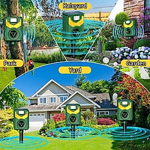 Ultrasonic Animal Repellent, Cat Deterrent Outdoor, 2024 Newest Flame Light Animal Repellent for Garden, Solar Animal Repeller with Motion Sensor, Repel Dogs Bird Skunk Rabbit Squirrels Deer for Yard