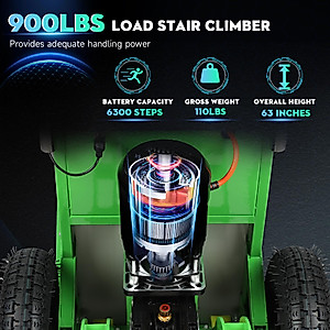 Electric Stair Climbing Dolly, 1250W Electric Stair Climbing Hand Truck, 900lbs Max Load Capacity, 3 Mode Folding Stair Climber Hand Trucks with Telescopic Handle for Moving Furniture (Green)