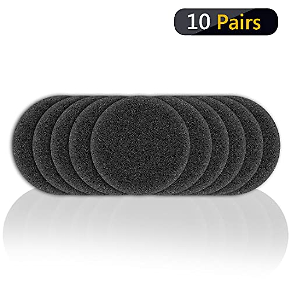 Geekria 10 Pairs 2 Inch (50mm) QuickFit Foam Replacement Ear Pads for AKG Koss Logitech Plantronics Rapoo Sennheiser Sony Headphones Earpads, Headset Ear Cushion Repair Parts (Black)
