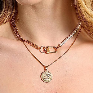 Initial Necklaces for Women 14k Gold Plated Snake Chain Necklace Stainless Steel Herringbone Necklace Round Pearl Chain Cursive Initial Letter Pendant Necklace Alhpabets Snake Chain For Women Girl Jewelry Gifts (K, Gold)