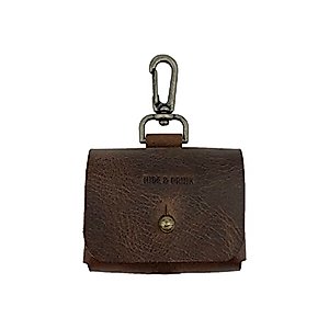 Hide & Drink, Airpods Pro Case Keychain Handmade from Full Grain Leather - Stylish, Cute, Protective, Convenient, Compact Carrier with Snap Hook - Perfect for Everyday Use or Travel - Bourbon Brown