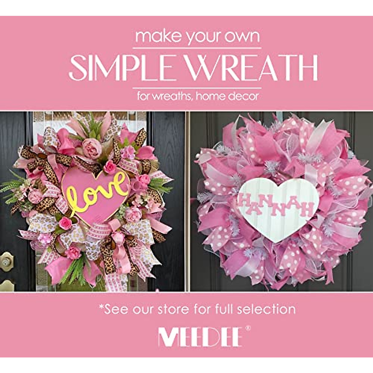 MEEDEE Pink Burlap Ribbon 1.5 Inch Pink Wired Ribbon Light Pink Burlap Ribbon Wired Baby Pink Ribbon for Baby Shower, Crafts, Wreath, Wedding, Gift Wrapping, Garland, Bows Making, Swag (10 Yards)