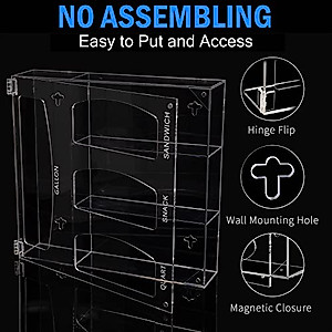 Aphbrada Ziplock Bag Organizer for Drawer, Acrylic Baggie Bags Organizer Plastic Bags Dispenser Holder for Gallon Quart Sandwich & Snack, Compatible with Ziploc, Glad, Hefty Variety Size Bag, Clear