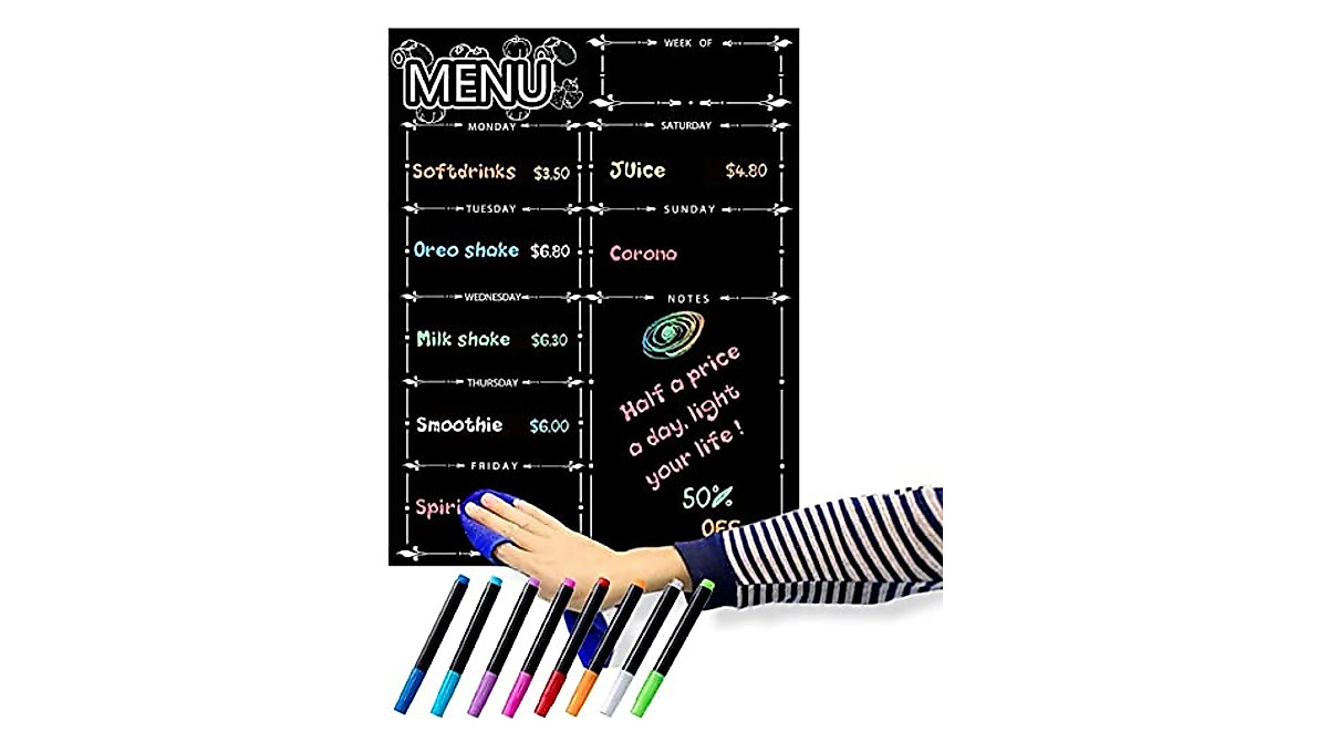 LiebHome Magnetic Weekly Menu Board & Dry Erase Calendar