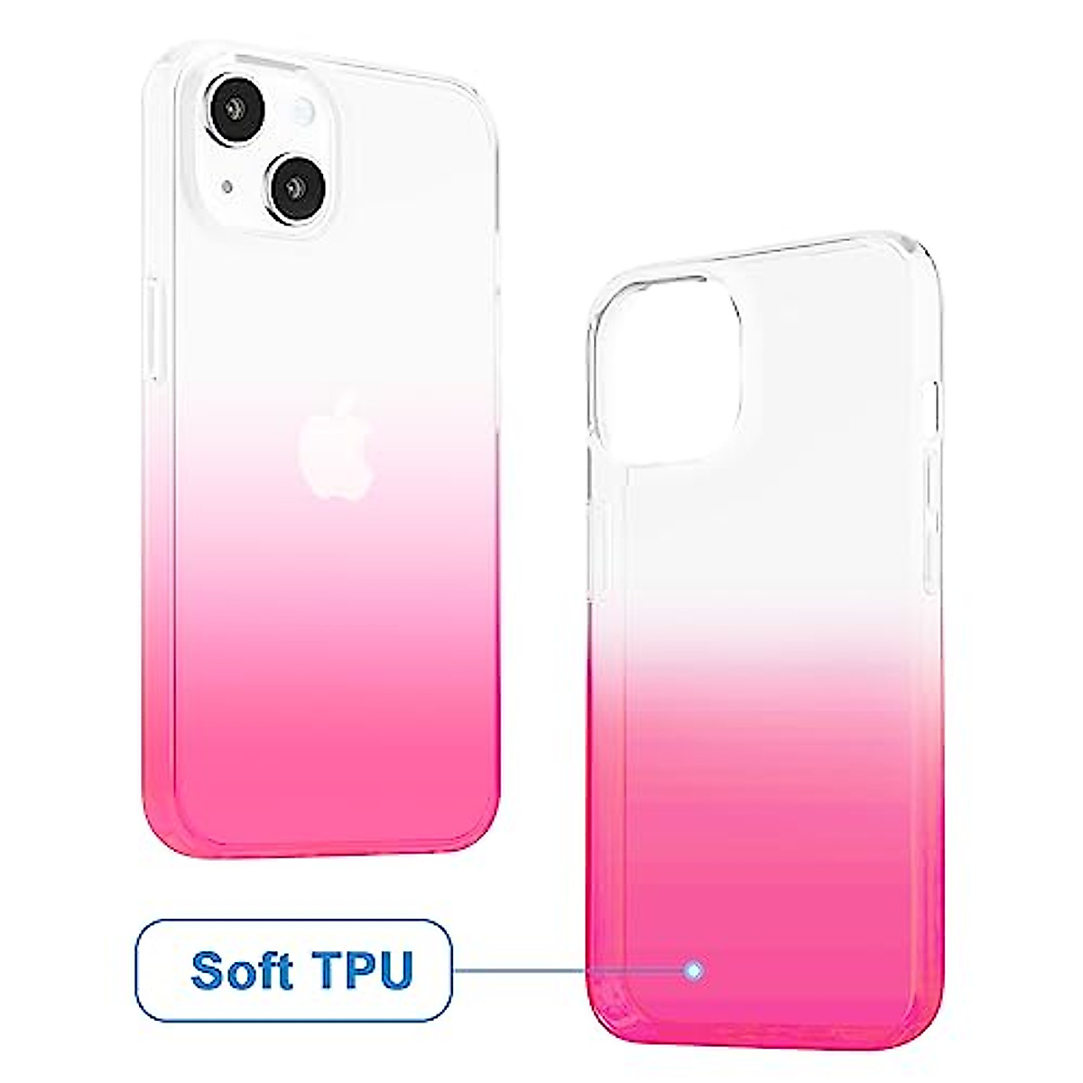 JJGoo Compatible with iPhone 13 Mini Case, Soft Transparent Shockproof Protective Slim Thin Bumper Phone Cover for iPhone 13 Mini - 5.4 inch, Gradient Pink