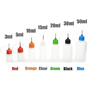 20ml Plastic 6 Colors Dropper Bottles Tip Steel Needle Drip Empty Liquid Filling Squeezable Childproof (20ml Black Pack of 20pcs)