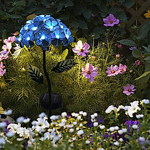 WONFAST Solar Hydrangea Lantern Garden Light, 26LED Solar Metal Artificial Hydrangea Flowers Landscape Lamp Ground Stake Lights for Outdoor Home Courtyard Wedding Party Christmas Decorations (Blue)