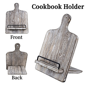 Wood Cookbook Stand Cookbook Holder: Kitchen Adjustable Cookbook Holder Recipe Stand for Counter Gray