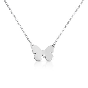 AZAGGI Sterling Silver Handcrafted Sweet Butterfly Silhouette Pendant Necklace (22)