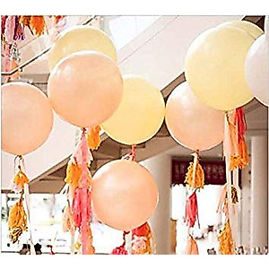 Sopeace 2pcs 36" Giant Black Balloons + 15 (White,Pink,Metallic Gold) Paper Tassel Garland for Birthday/Party/Wedding/Baby Shower Decorations, Event & Party Supplies