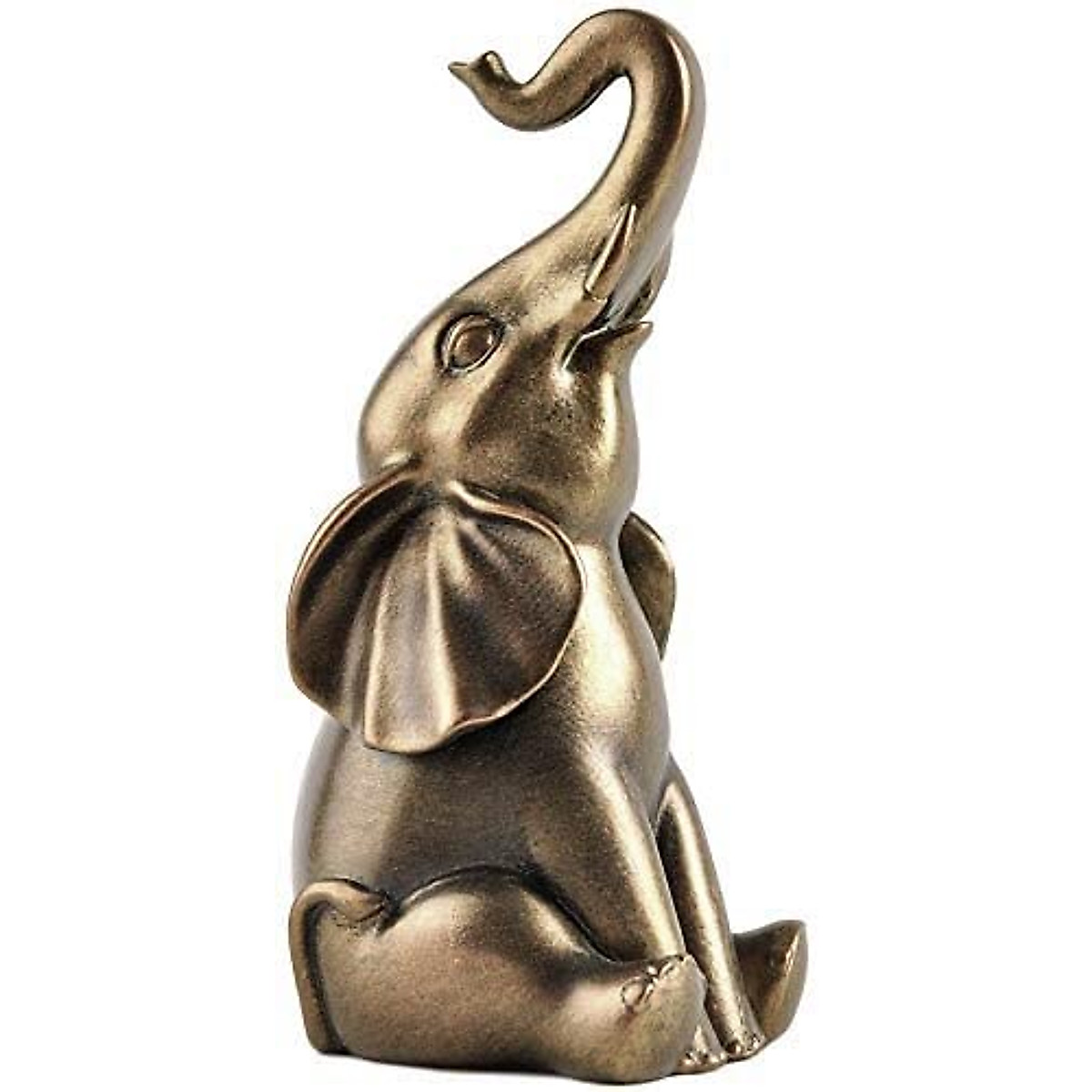 Good Luck Elephant Statues Home Decor - 7" Beautiful Elephant Decor Statues for Home Office Decoration - Durable Designer Resin Elephant Figurine for Shelf, Mantle, Desk, Table and More