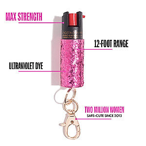 super-cute pepper spray Keychain for Women Professional Grade Maximum Strength OC Formula 1.4 Major Capsaicinoids 10-12 Ft Effective Range Accurate Stream Self-Defense Accessory Designed for Women