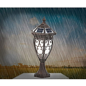XIAOXY 50cm Solar LED Column Headlight European Outdoor Waterproof Rustproof Wall Garden Light Garden Villa Home Street Lights Aluminum Glass Corrosion Resistant Fence Deck Lights