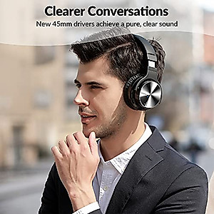 Silensys E7 PRO Active Noise Cancelling Headphones Bluetooth Headphones with Microphone Deep Bass Wireless Headphones Over Ear, Comfortable Fit, 30H Playtime for TV/Computer/Cellphone, Black
