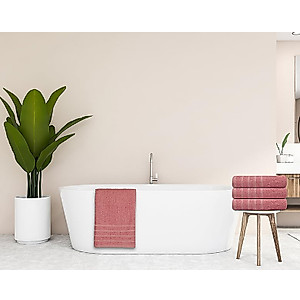 Textila Pink Bath Towels Pack of 6-24x48 inch Cotton Terry Towels for Bathroom Highly Absorbent, Soft Feel, Quick Dry, Lightweight Bath Towels for Shower, Pool, Gym, SPA, Hotel & Daily Use Towels